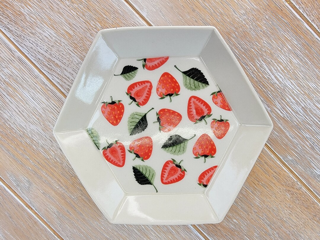 Ceramic Strawberry Tray Dish Plate Pottery Berry Red Country Kitchen - Etsy