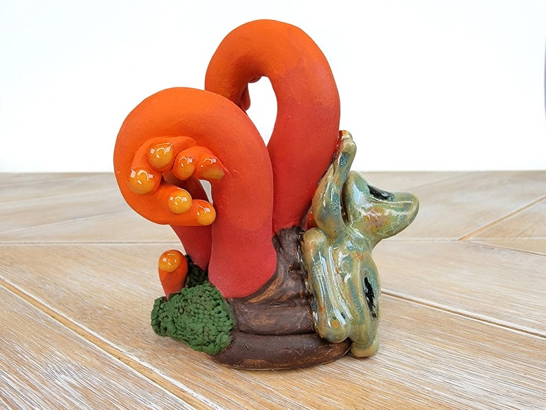 Green Frog Ceramic Cottagecore Fungi Fungus Blue Mushroom Orange Red ...