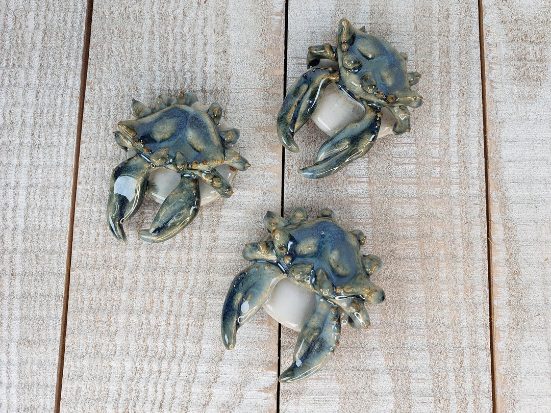 Qty 1 Crab Magnet Carved Design Ceramic Pottery Fridge Magnet Dungeness ...