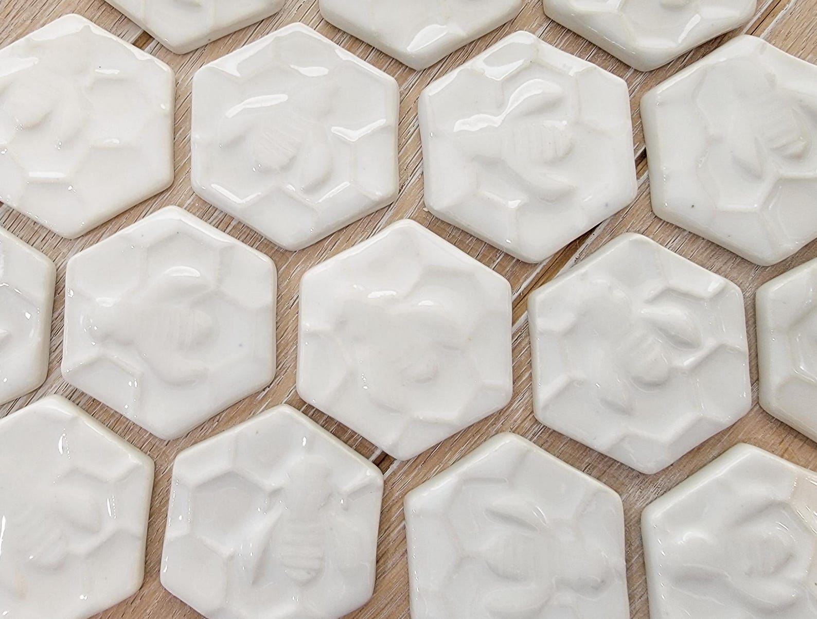 Qty 1 Honeybee Mosaic Tile Design Ceramic Bee Honeycomb Golden Gold ...