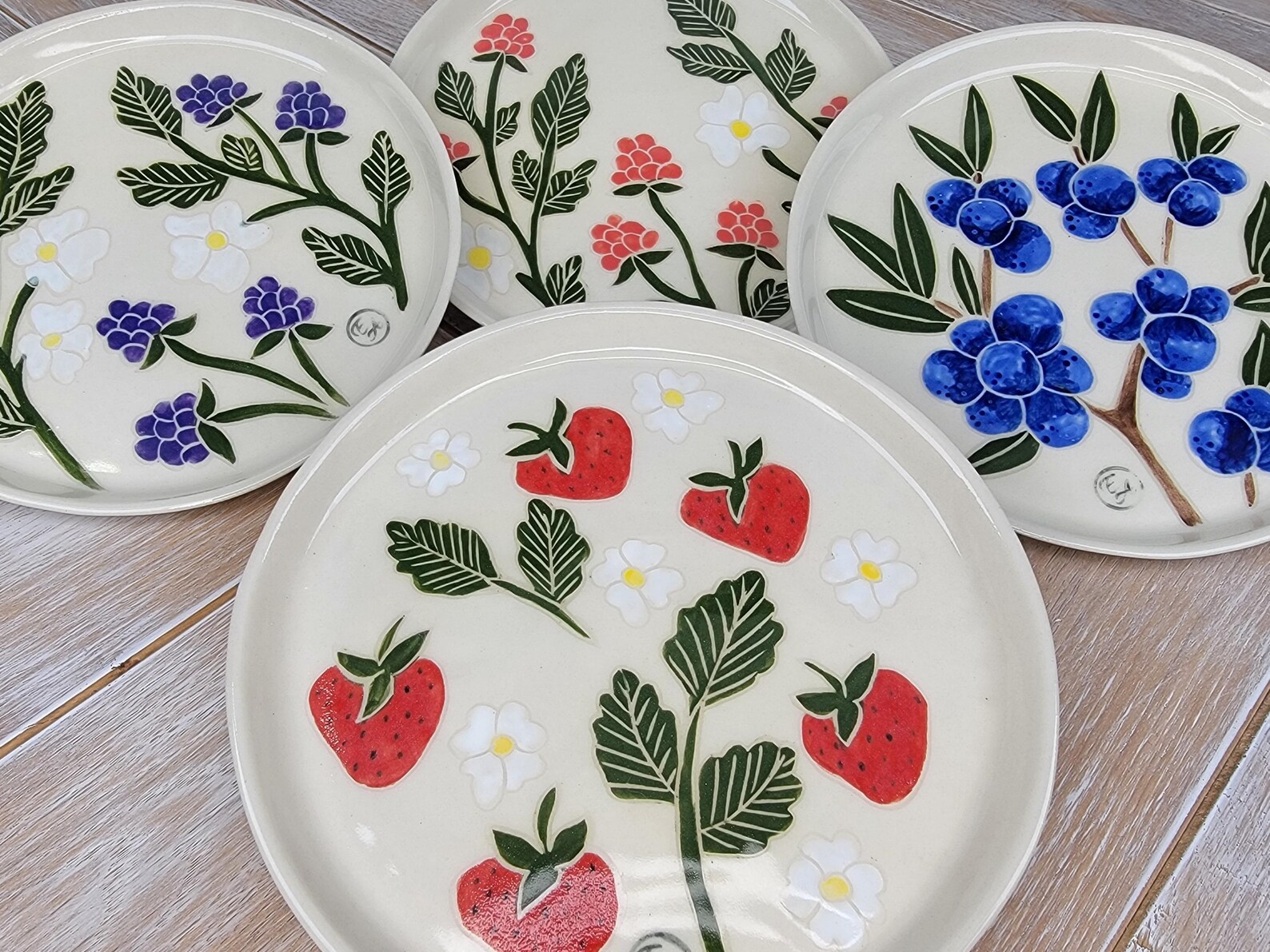 Strawberry Raspberry Blueberry Blackberry Ceramic Dessert Plate Berry ...