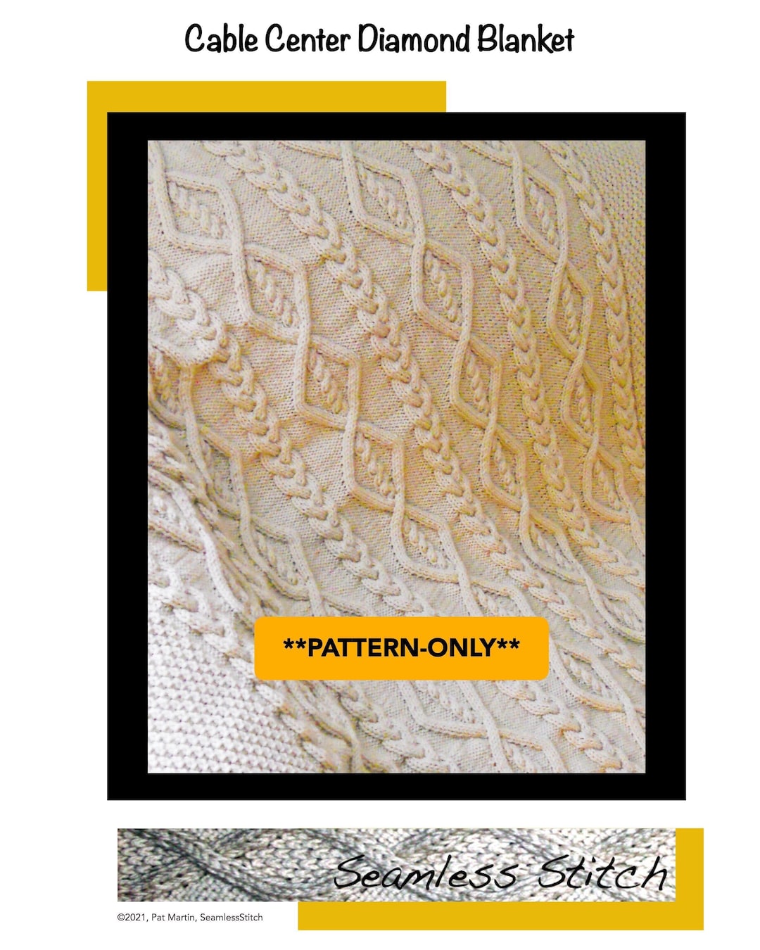 Seamlessstitch PATTERN: Cable Center Diamond Blanket - Etsy