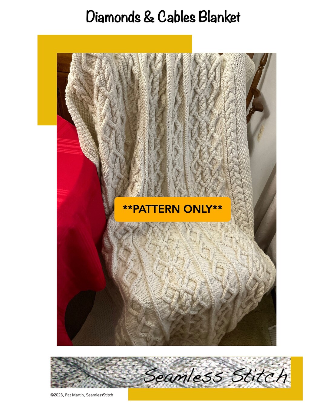 Seamlessstitch PATTERN: Diamonds & Cables Blanket - Etsy