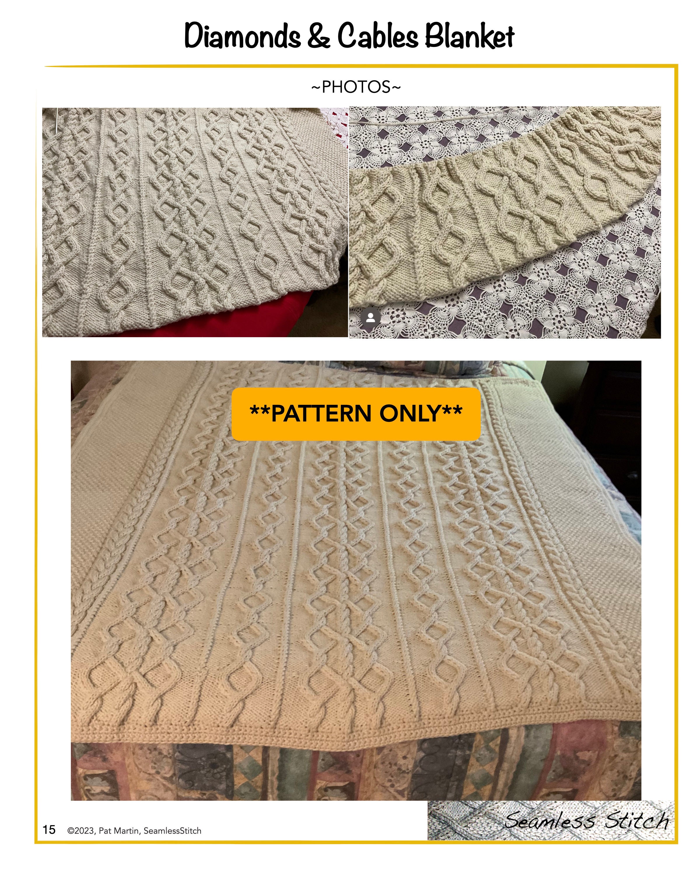 Seamlessstitch PATTERN: Diamonds & Cables Blanket - Etsy