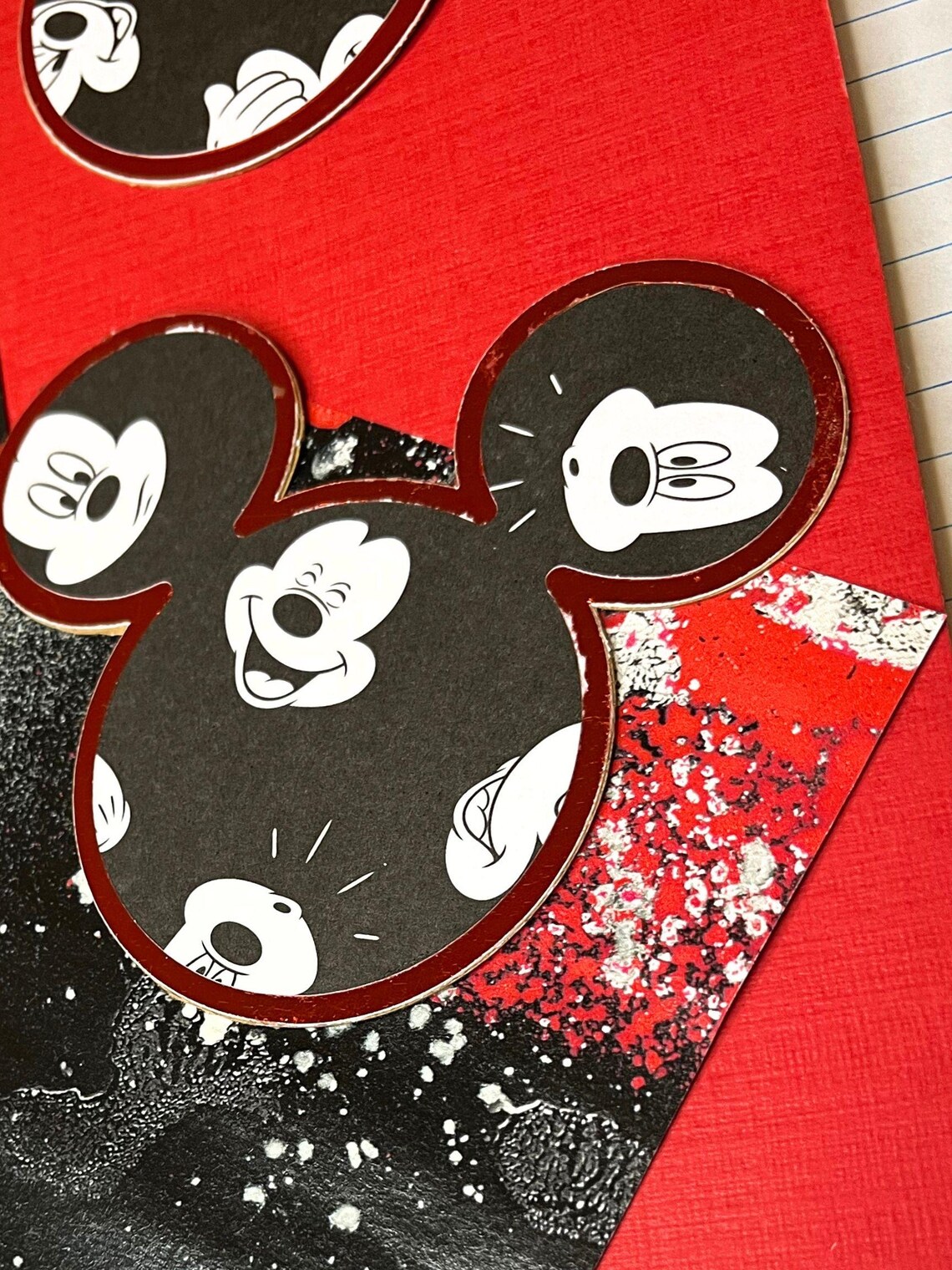 5 Mickey Mouse Die Cut Set | Red, Black & White| Handmade Paper Shapes ...