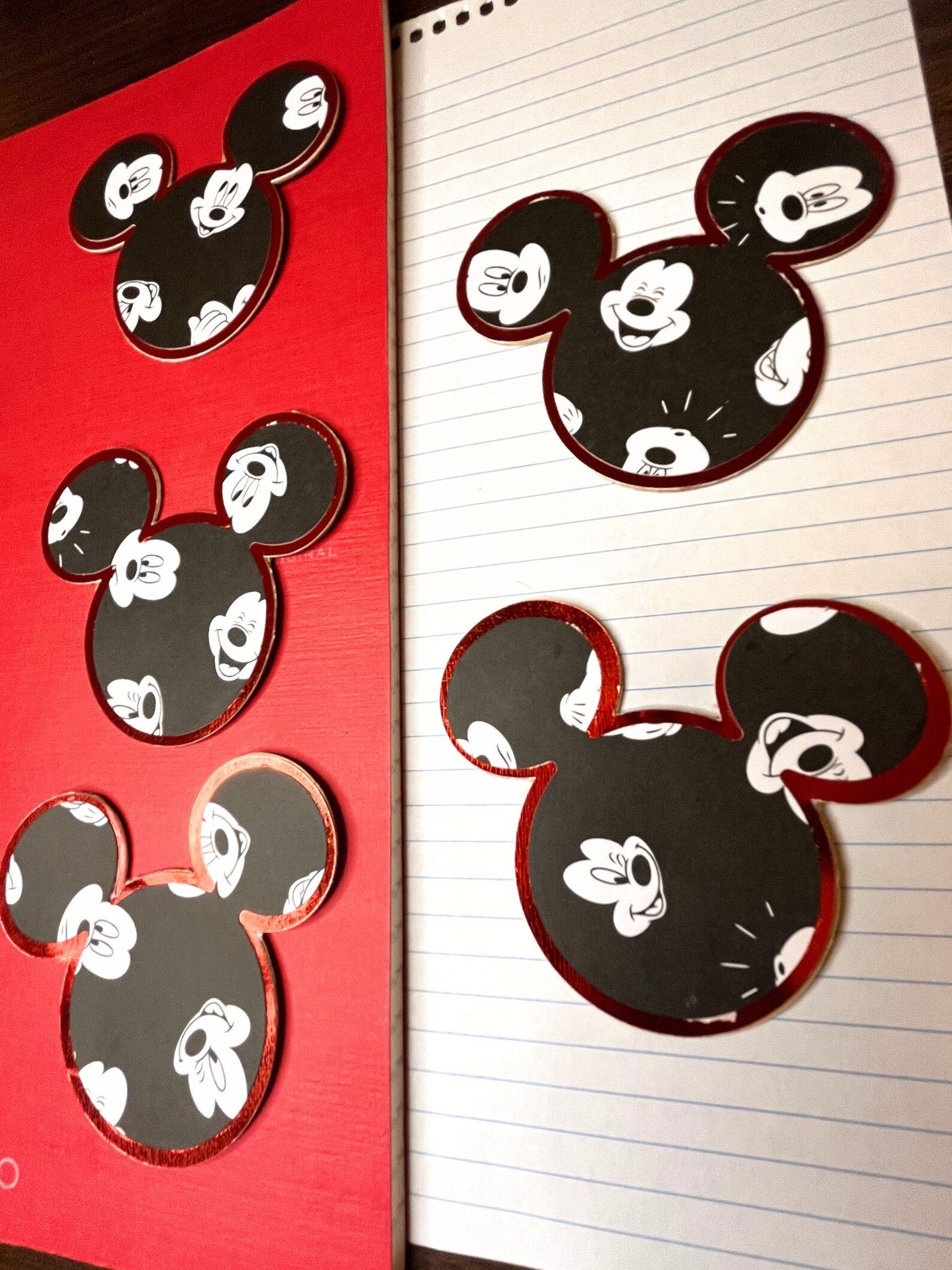 5 Mickey Mouse Die Cut Set | Red, Black & White| Handmade Paper Shapes ...