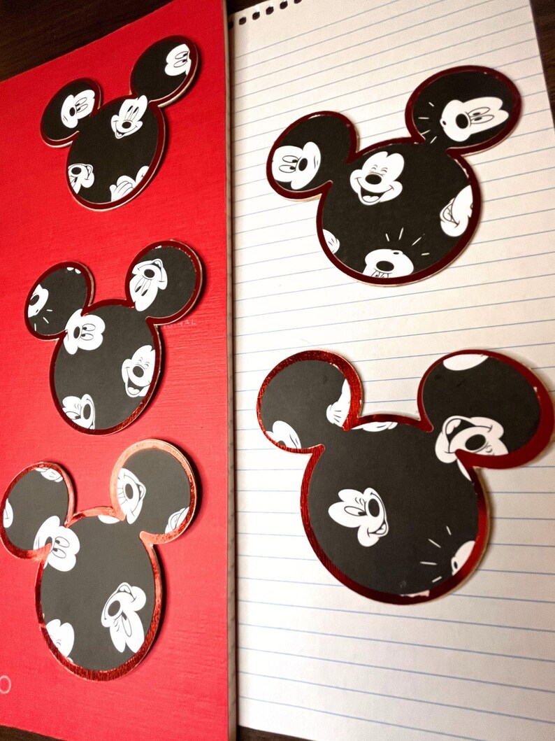 5 Mickey Mouse Die Cut Set | Red, Black & White| Handmade Paper Shapes ...
