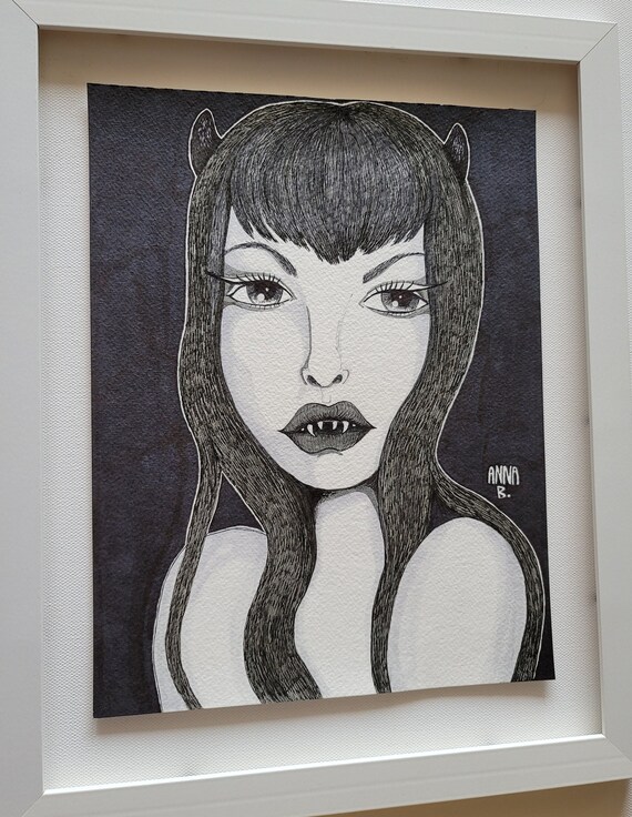 Devil Girl Sharpie y Marcador Dibujo Original de pluma - Etsy España