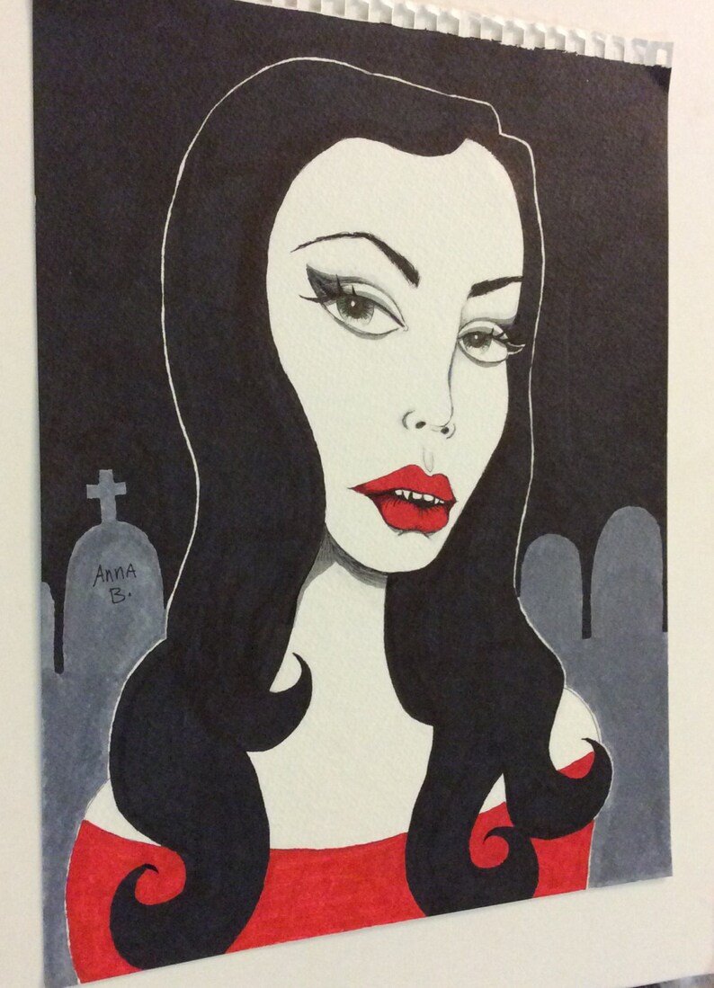 Vampire Girl Sharpie and Marker Original Pen Drawing - Etsy