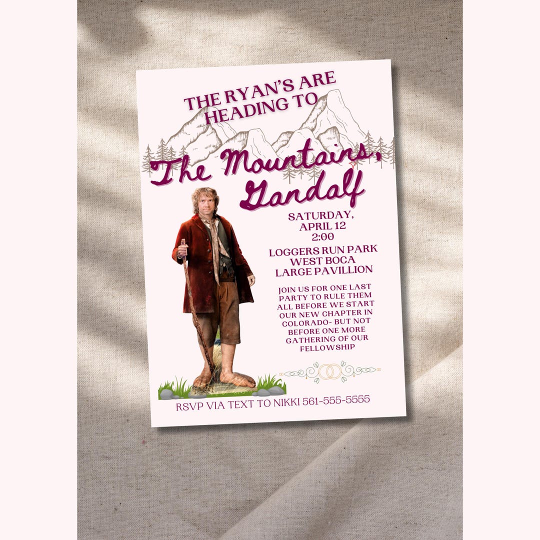 LOTR Invitation, Farewell Party Invite, Digital Instant Download, the ...