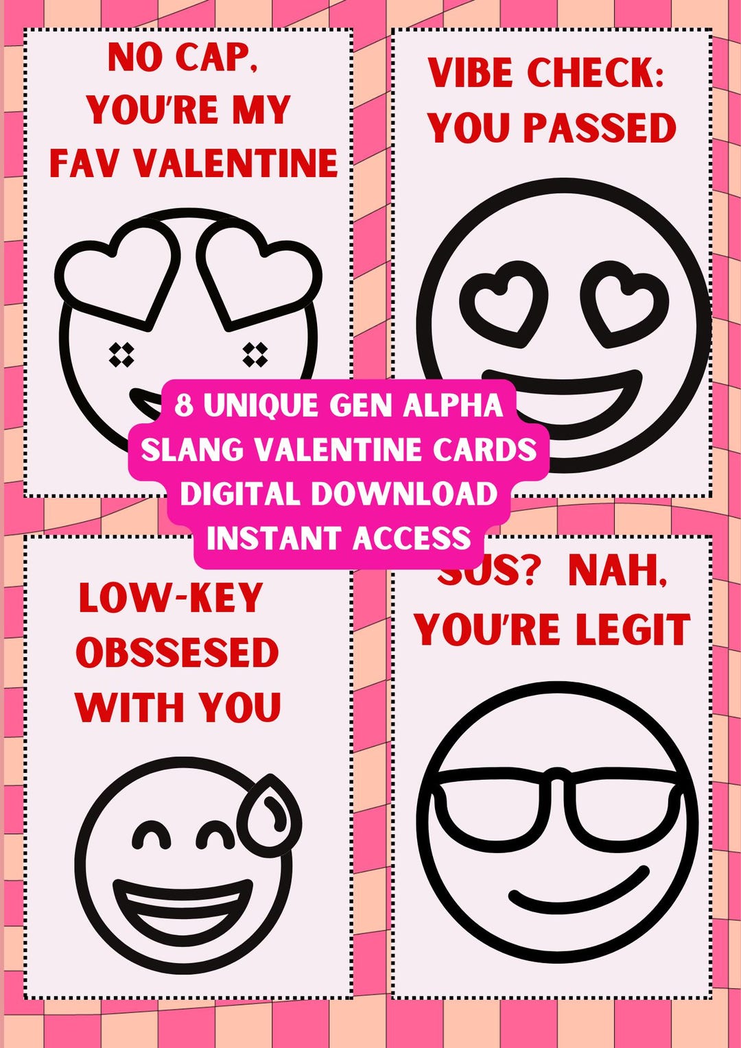Gen Alpha Slang Valentine Cards Printable, Rizz Vday Card, Funny Kids ...
