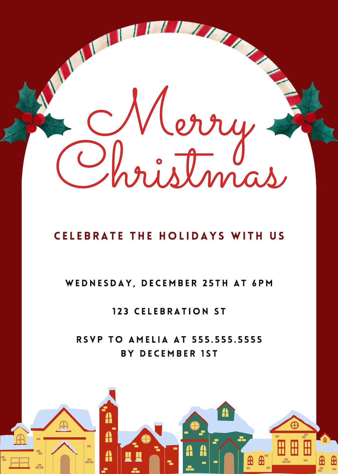 Editable Christmas Party Invitation Template, Printable Christmas Party ...