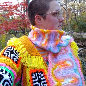 Ribbons of Rainbow Scarf --modern Squiggle Motif, Downloadable Crochet Pattern, Low Yardage ...
