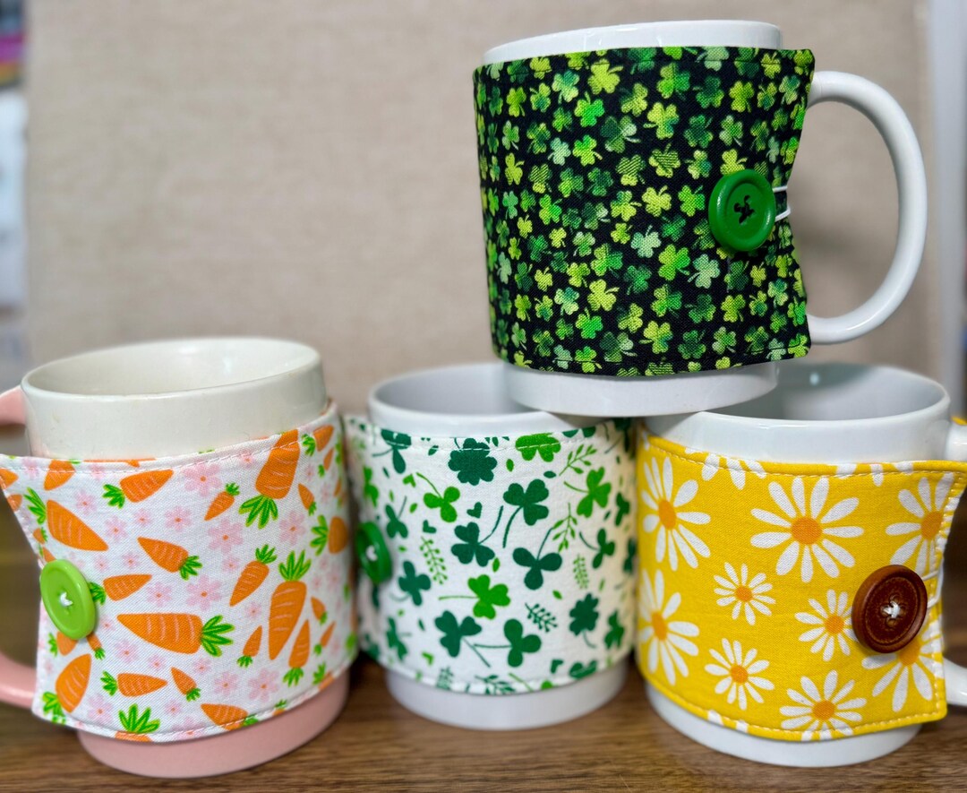 Reusable Fabric Mug Cozy, Coffee/tea Cozy, Hot Beverage Wrap - Flora ...