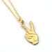 Brass Gold Plated Peace Hand Sign Necklace World Necklace Delicate ...