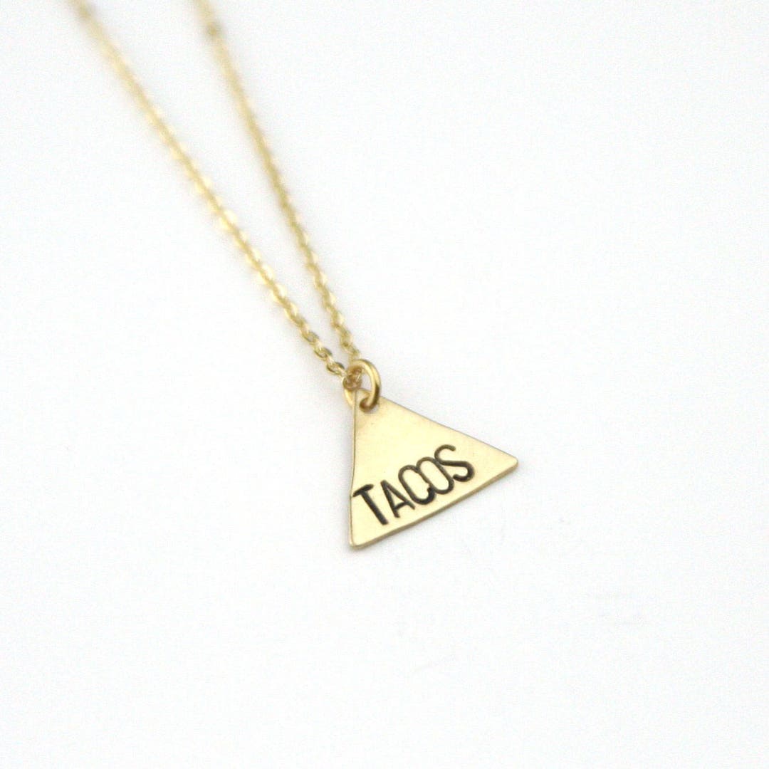 Tacos Geometric Necklace | Gold Taco Tuesday Necklace | Food Necklace ...