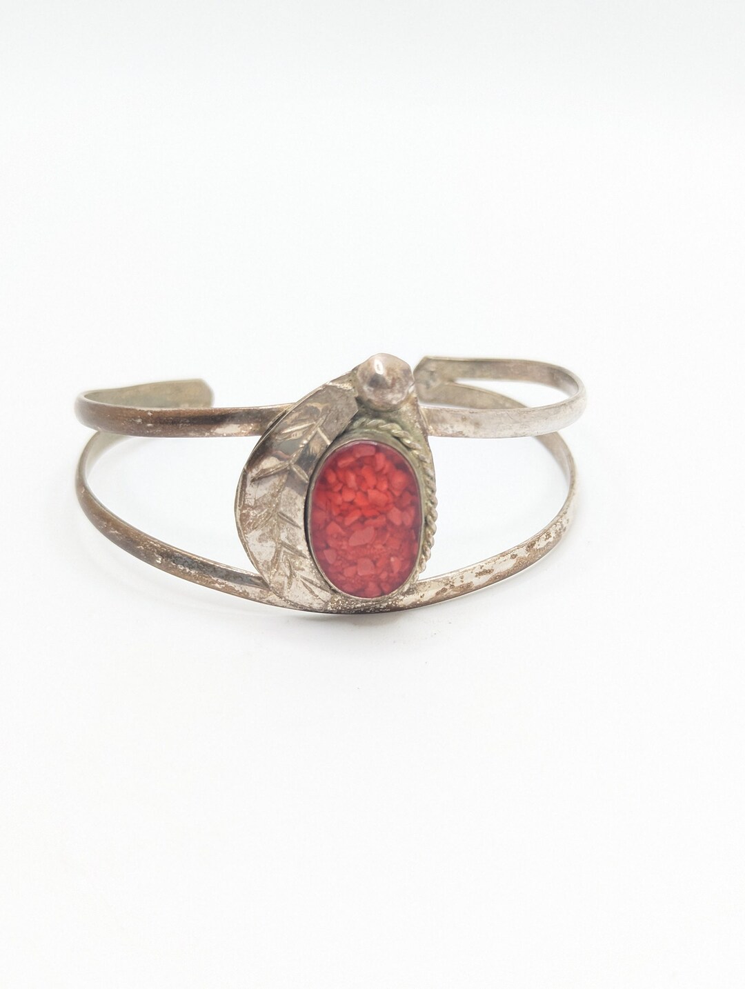 Vintage Alpaca Mexico Crushed Stone Silver Tone Bangle Cuff Bracelet ...