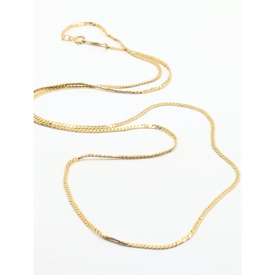 Vintage Napier Long Snake Chain Gold Tone Herringbone Layering Signed ...