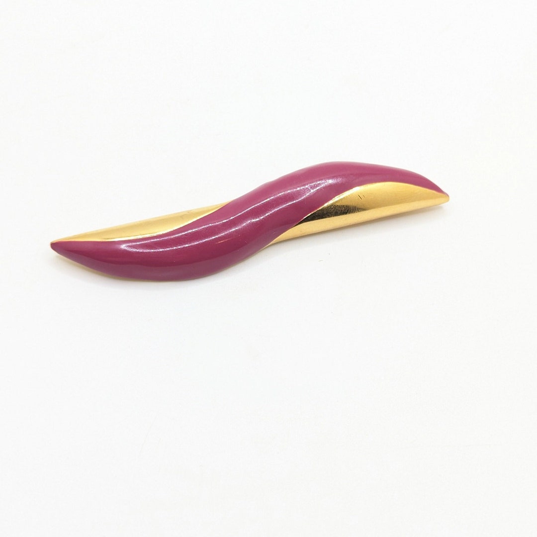 Vintage Large Modernist Monet Eggplant Purple Brooch Lapel Pin Gold ...