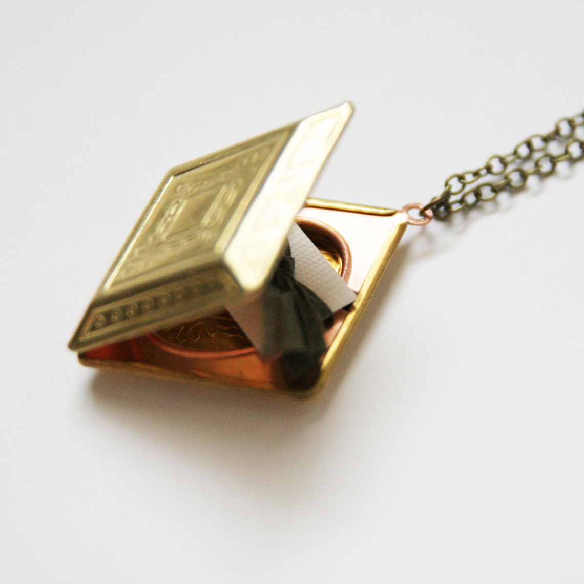 Vintage Diamond Locket Necklace Personalized Locket Golden | Etsy