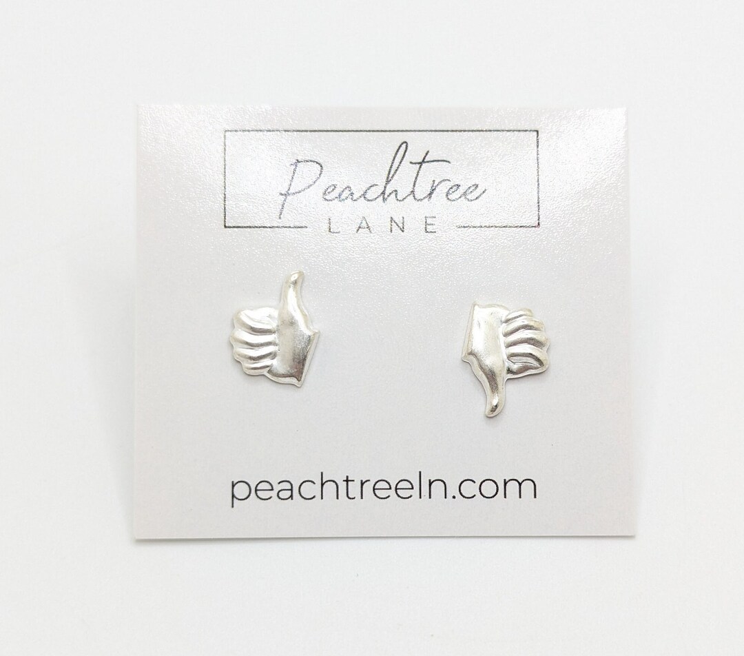 Sterling Silver Thumbs up Down Stud Earrings Funny Gift Gig Em Aggie ...
