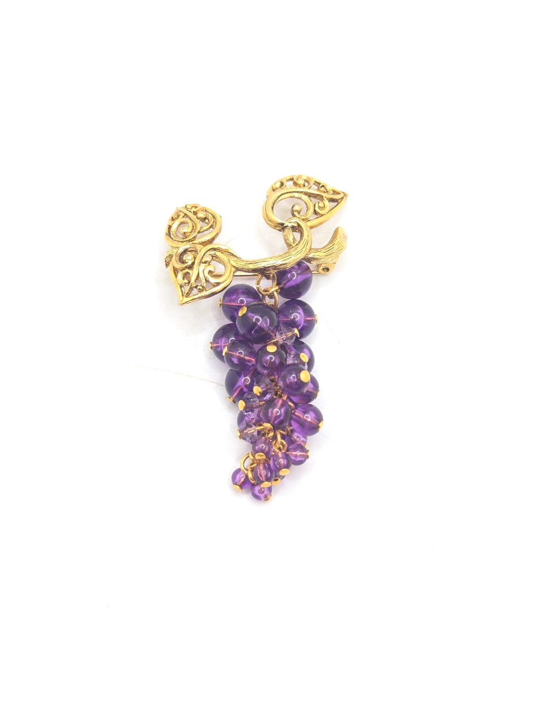 Vintage Avon Green Grape Beaded Brooch Lapel Pin Costume Jewelry Signed ...