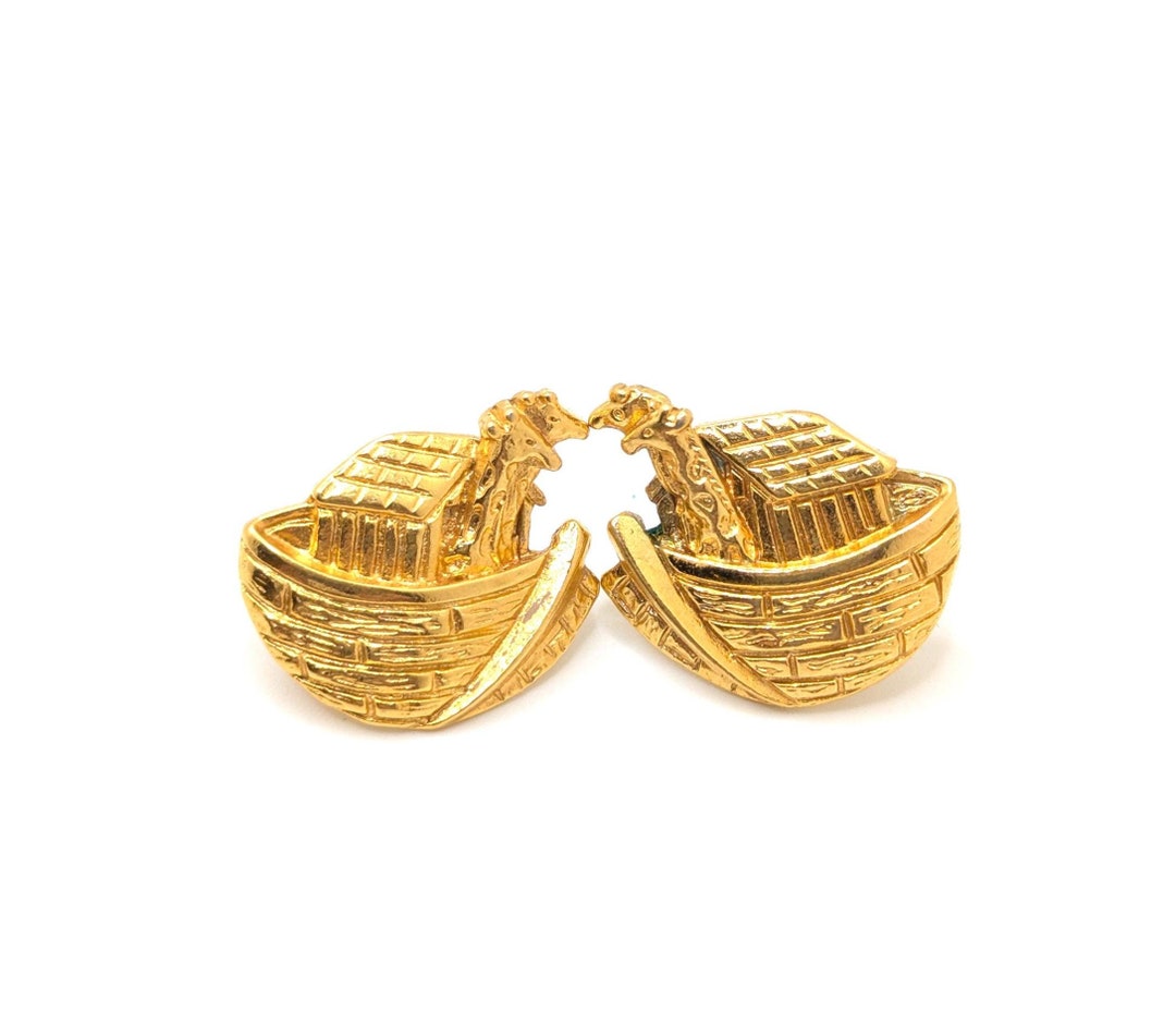 Vintage Premier Designs Gold Tone Noahs Arc Stud Earrings Pierced Ear ...