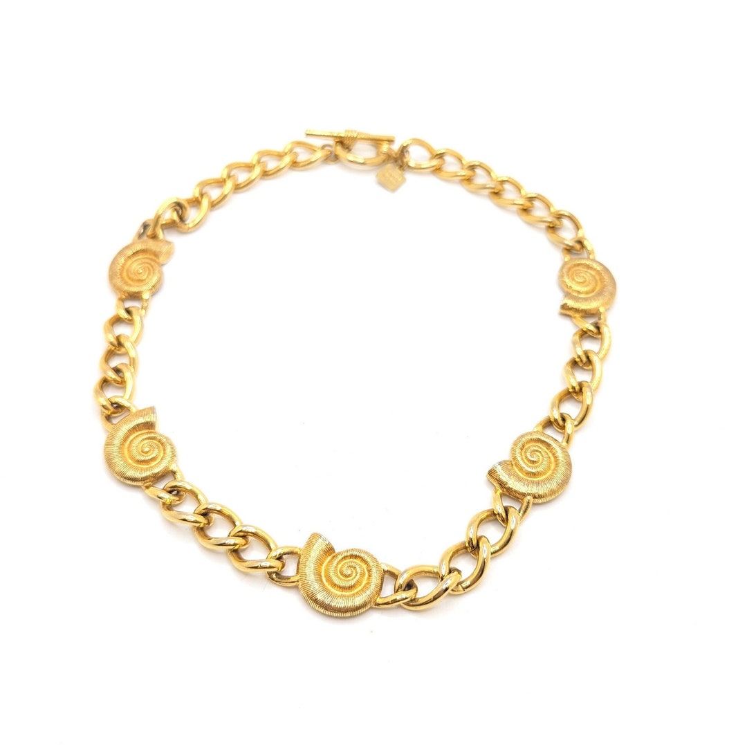 Vintage Rare Anne Klein Seashell Shell Gold Chain Necklace Signed ...