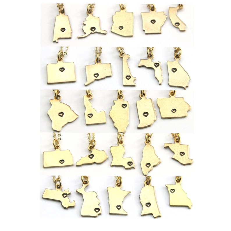 Tennessee Gold State Charm Necklace | Heart State Necklace | Hand ...