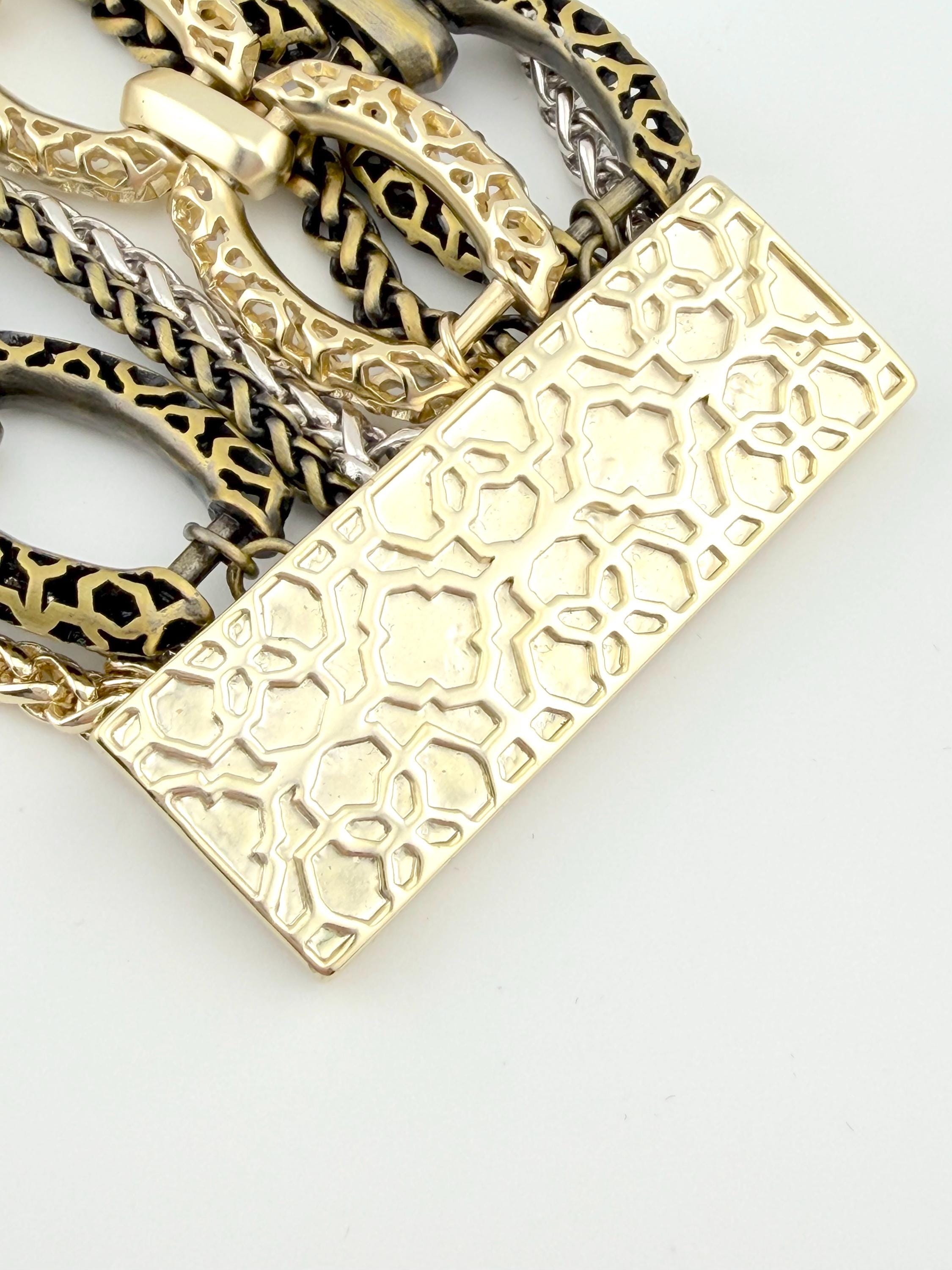 NWT Kendra Scott Monroe Chunky Chain Bracelet Mixed Metal Gold Gunmetal ...