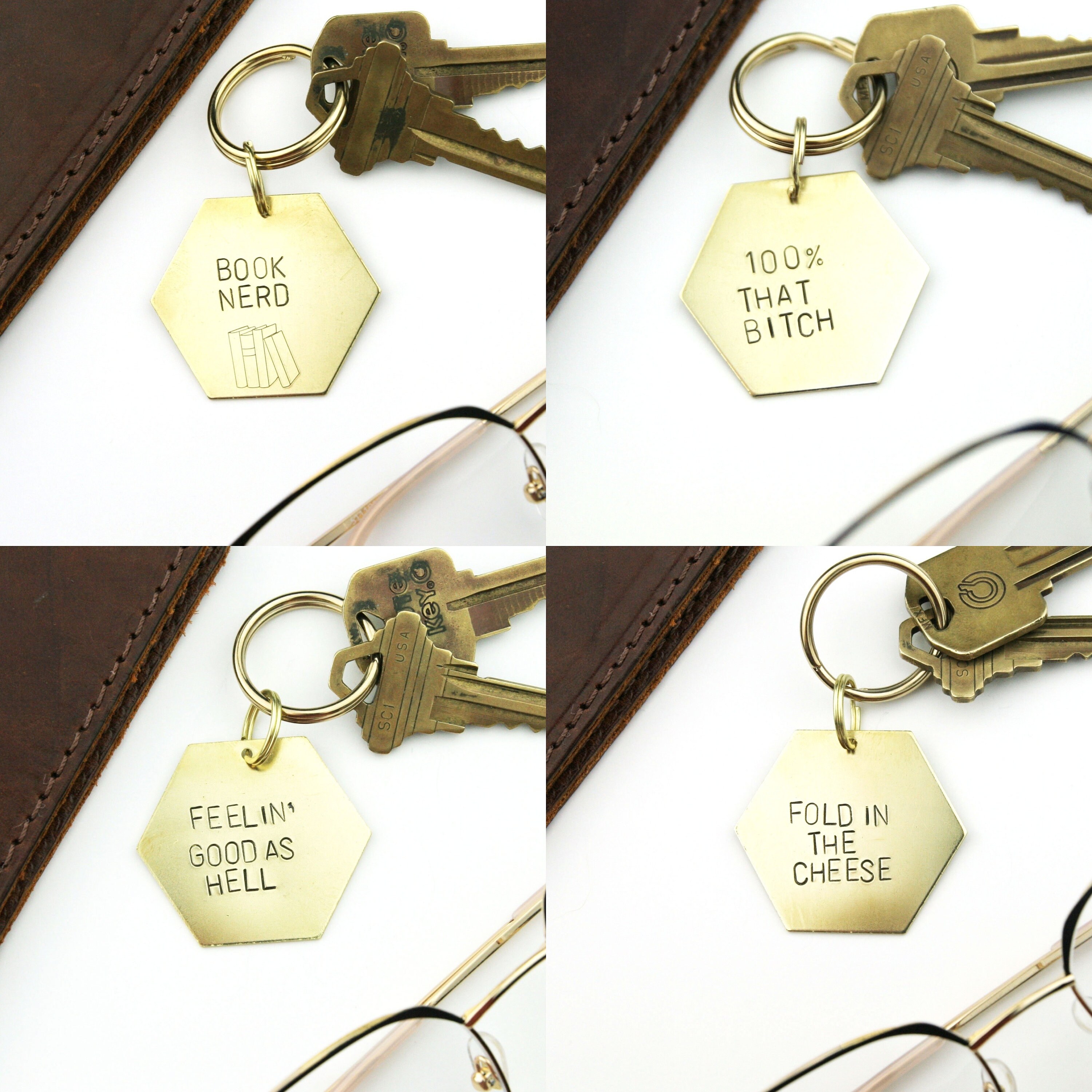I'd Rather be Reading Keychain Gold Book Keychain | Etsy