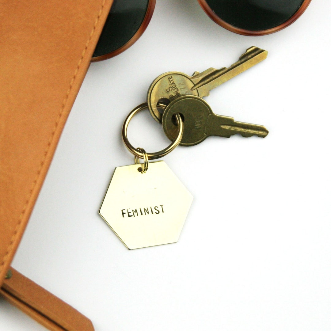 Feminist Gold Tone Keychain Feminism Key Ring Equal Rights Women's ...