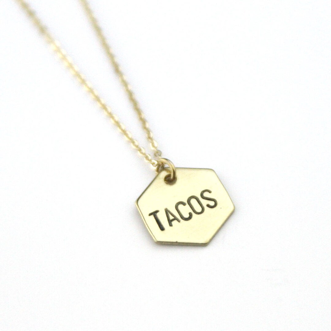 Tacos Hexagon Geometric Necklace | Gold Taco Tuesday Necklace | Food ...