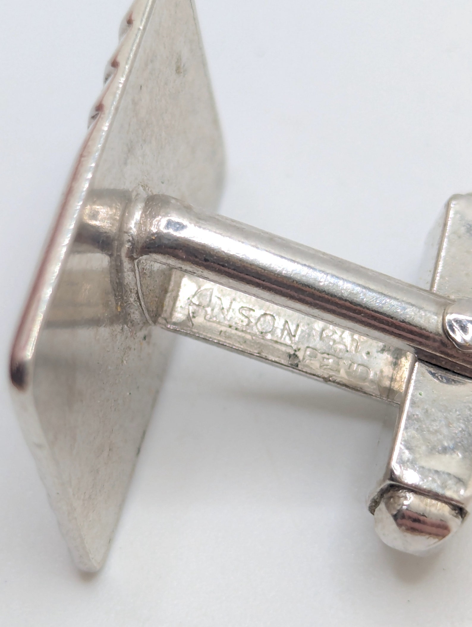 Vintage Anson Art Deco Silver Tone Cufflinks Groom Wedding Gift Present ...
