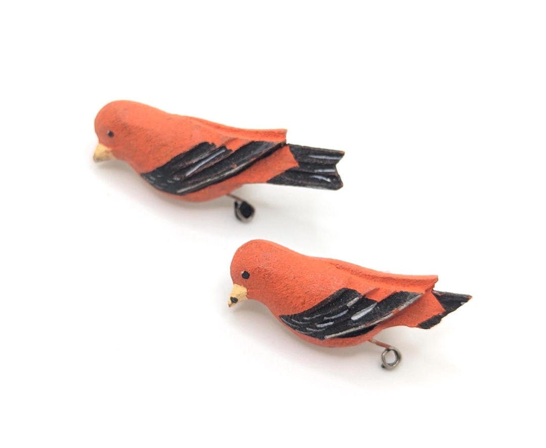 Vintage Cardinal Bird Small Set Brooch Lapel Pin Scatter Pins Christmas ...