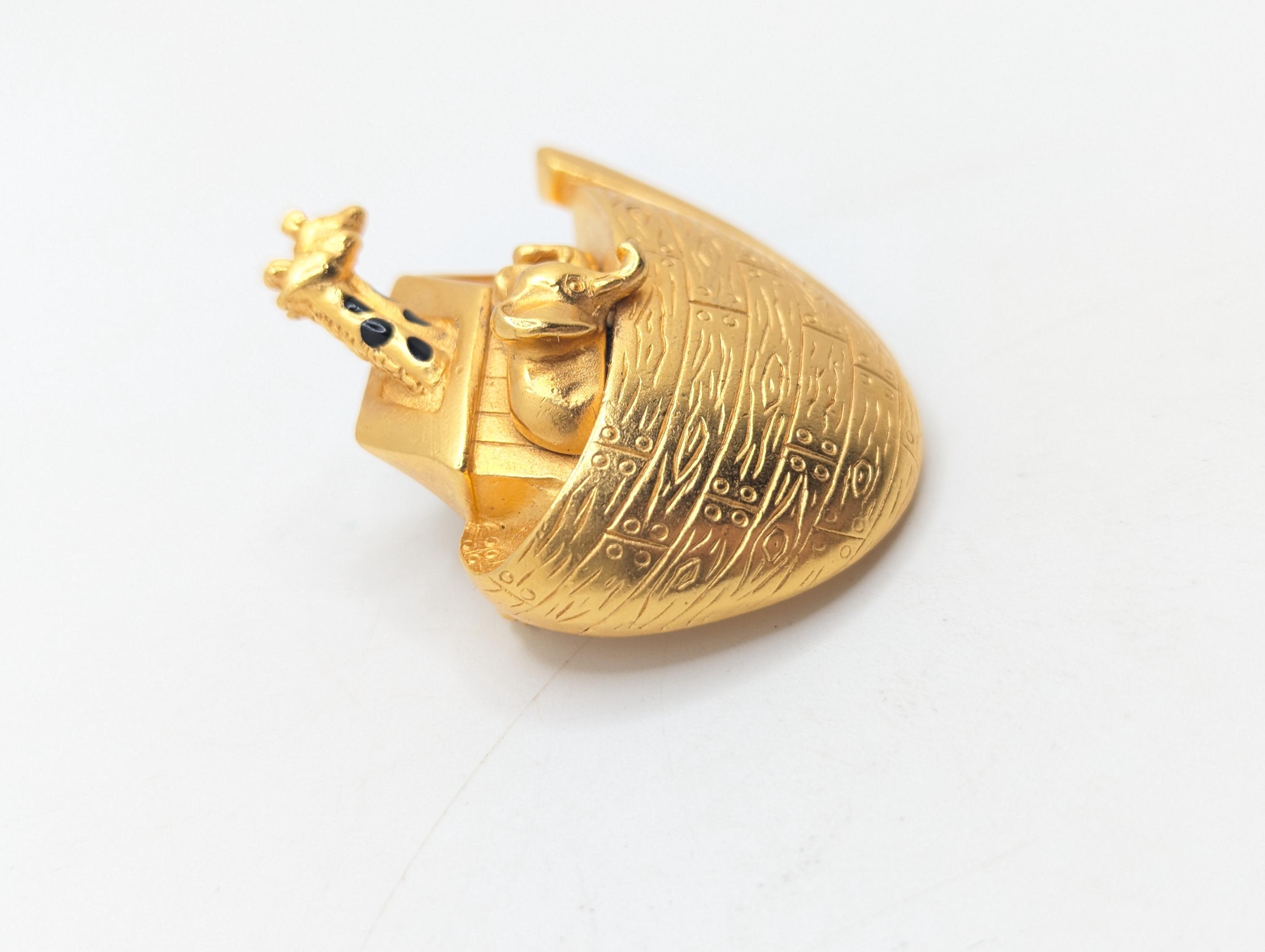 Vintage Noahs Ark Gold Carolee Signed Brooch Lapel Pin Jesus Bible ...