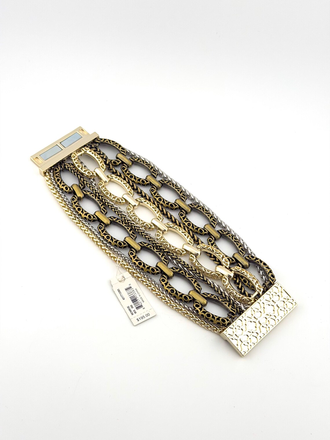 NWT Kendra Scott Monroe Chunky Chain Bracelet Mixed Metal Gold Gunmetal ...