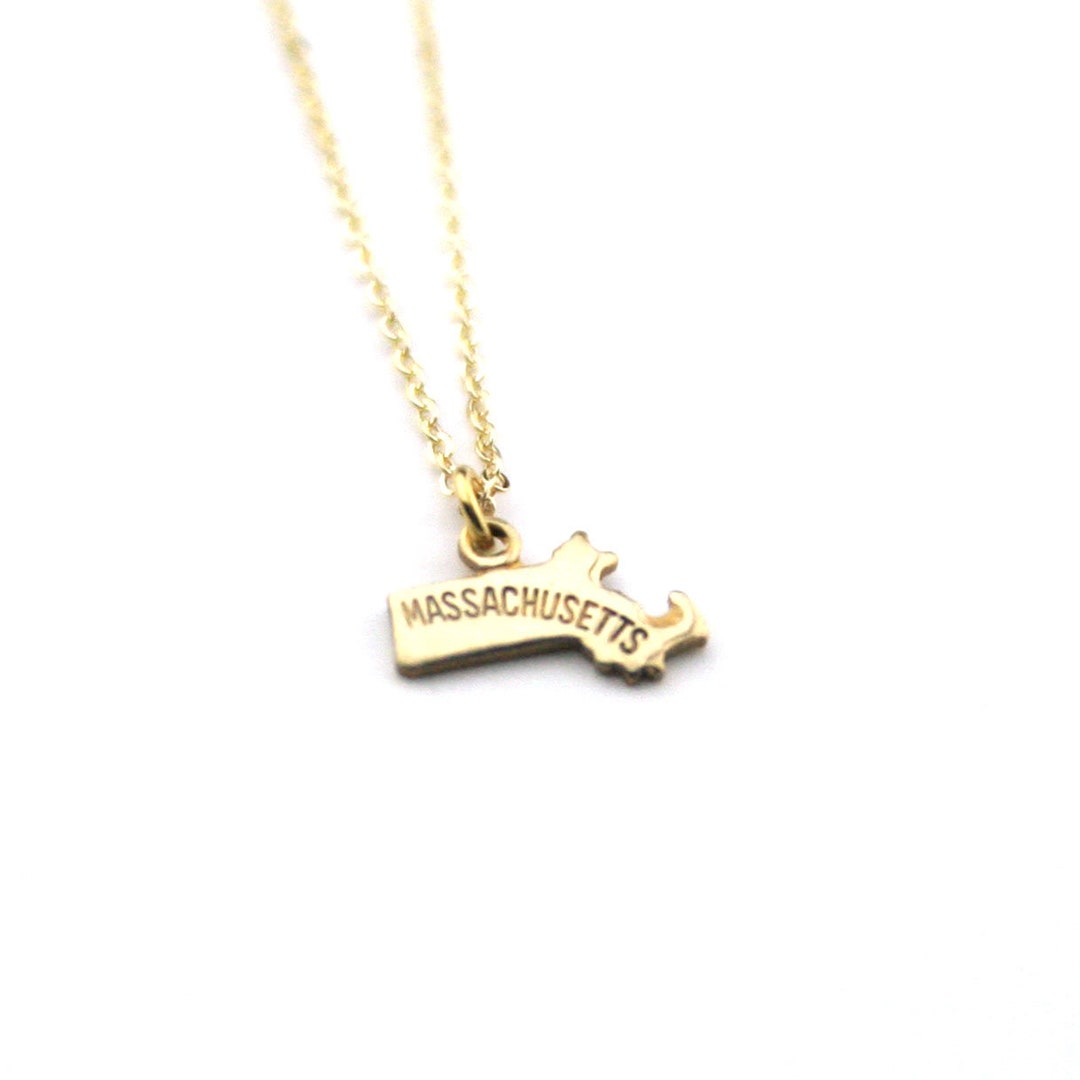 Massachusetts State Name Necklace | Moving Gift | Best Friend Necklace ...