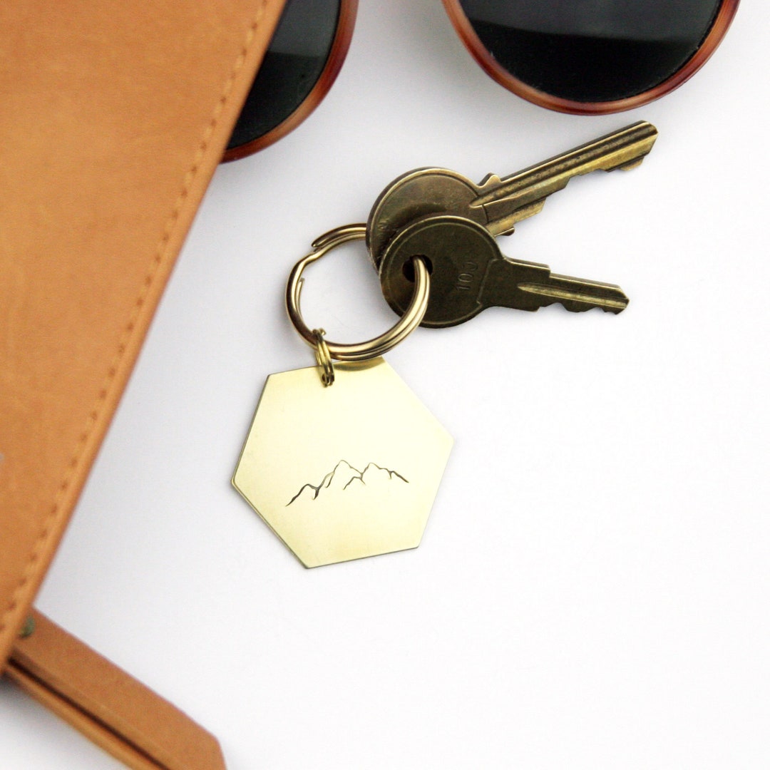 Mountain Range Brass Keychain | Wander Key Ring | Outdoor | Nature ...