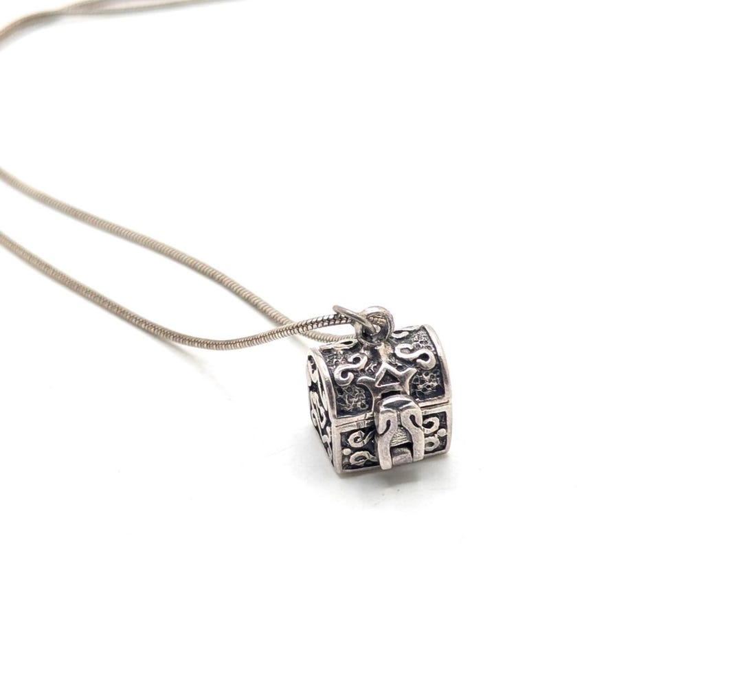 Vintage Prayer Treasure Chest Locket Necklace Sterling Silver 925 ...