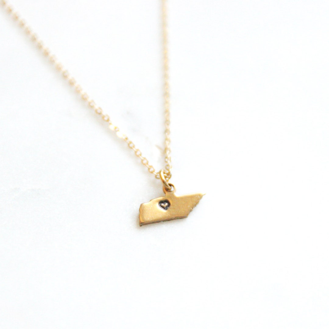 Tennessee Gold State Charm Necklace | Heart State Necklace | Hand ...