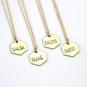 Tacos Hexagon Geometric Necklace | Gold Taco Tuesday Necklace | Food ...