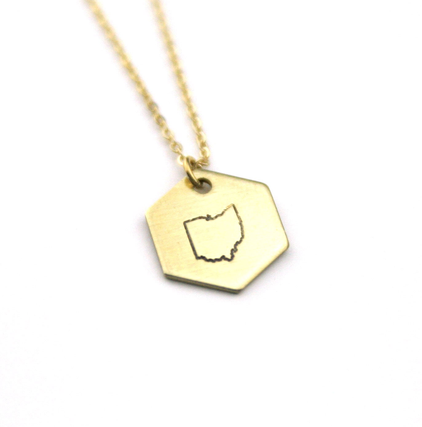Ohio State Hexagon Stamped Necklace Midwest Boho Necklace | Etsy