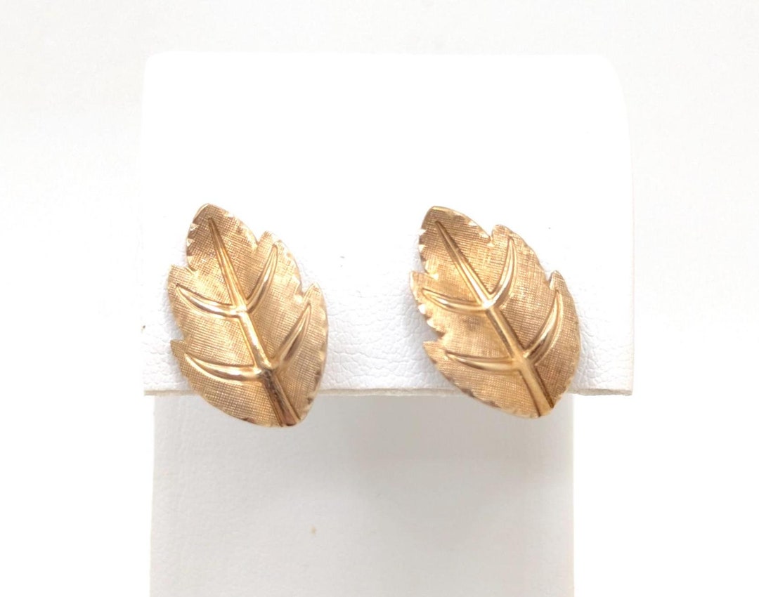 Vintage 1/20 12K Gold Filled Leaf Screw Back Earrings A & Z Small ...
