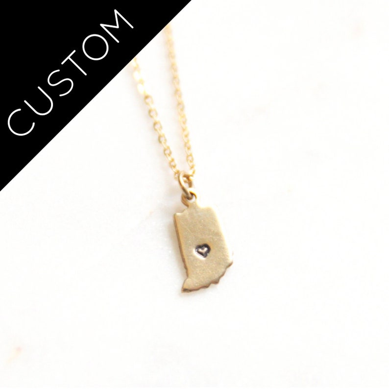 Indiana State Brass Custom Stamped Necklace Hometown Jewelry - Etsy
