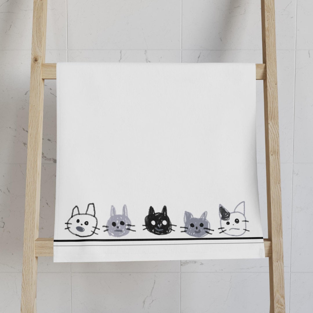Crudely Drawn Cats Hand Towel - Etsy