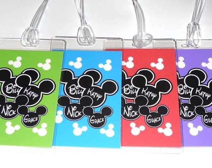 DISNEY set of 4 Personalized MICKEY MOUSE Luggage Tags Assorted Colors ...