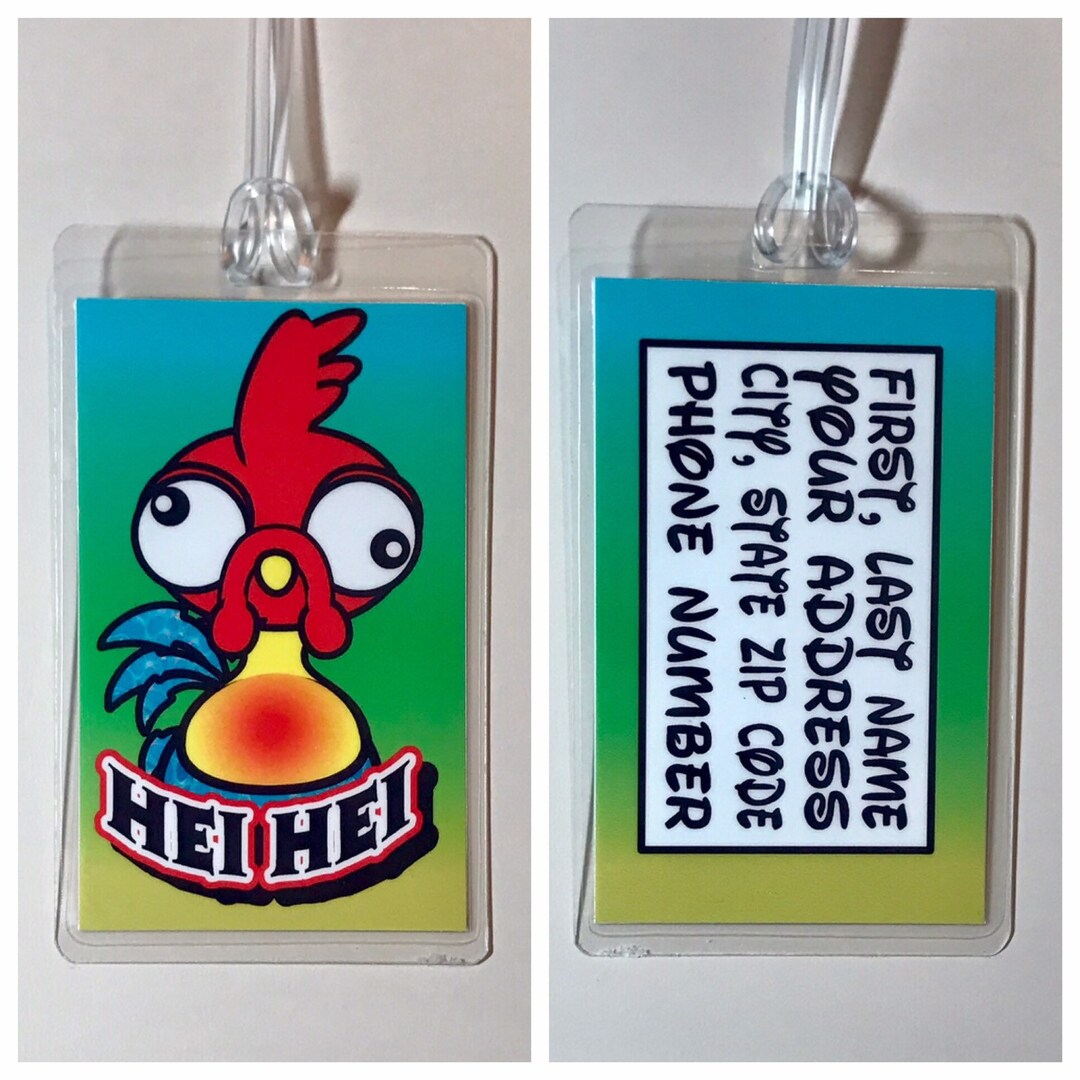 DISNEY HEI HEI Moana Luggage Tag Personalized for Free Laminated 10 Mil ...