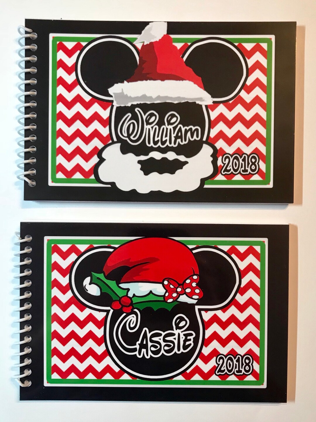Personalized Disney Christmas Autograph Book Chevron Santa - Etsy