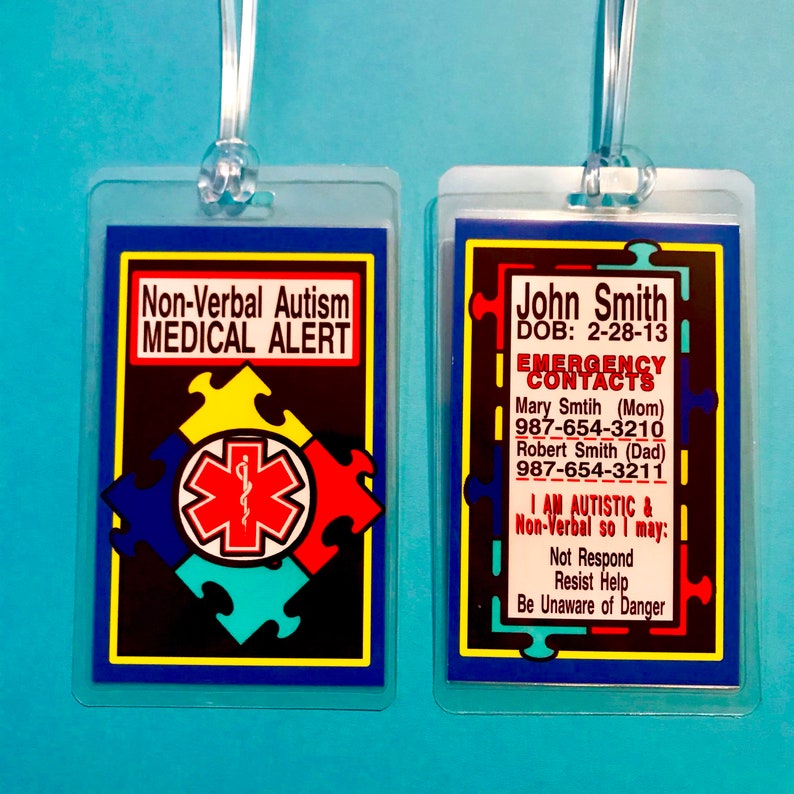1 Autism Awareness Personalized Luggage Tag - Medical Alert Tag - Your ...